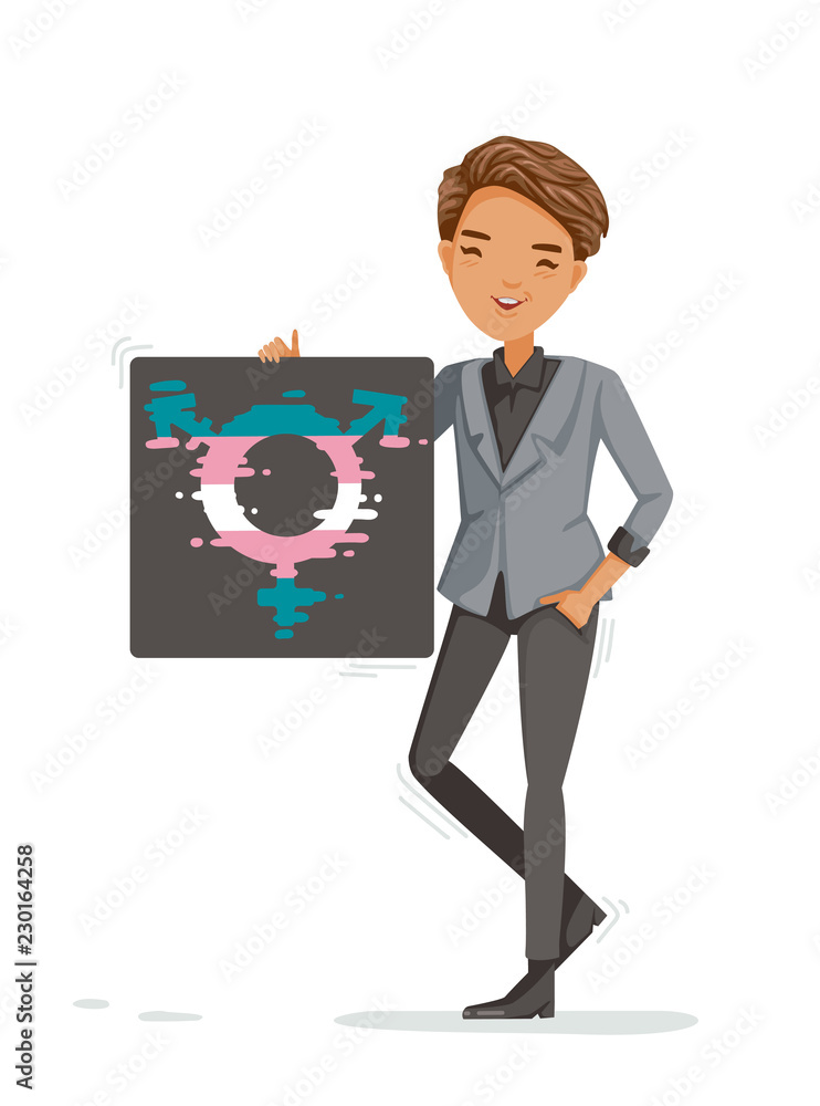 Transgender men pretty and handsome. In black dress and hairstyles ...