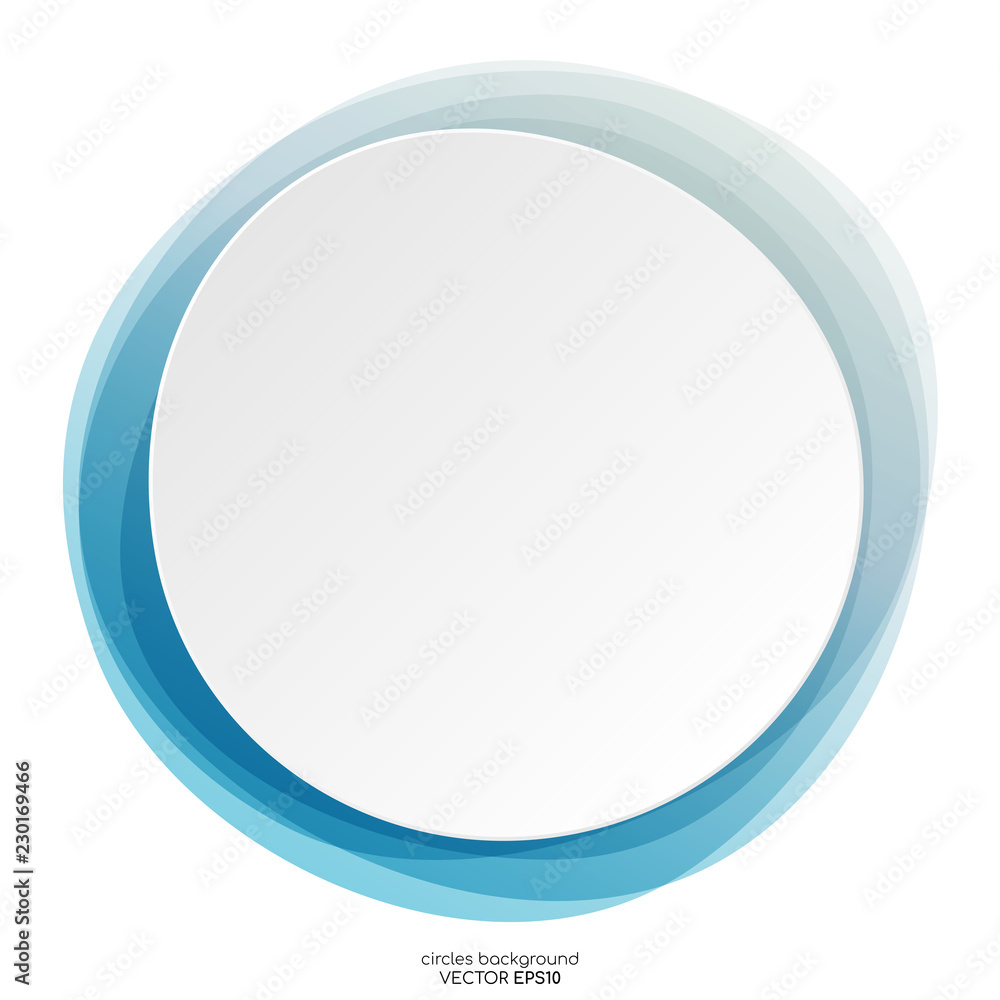 Round circles frame overlay blue with white empty space for text ...