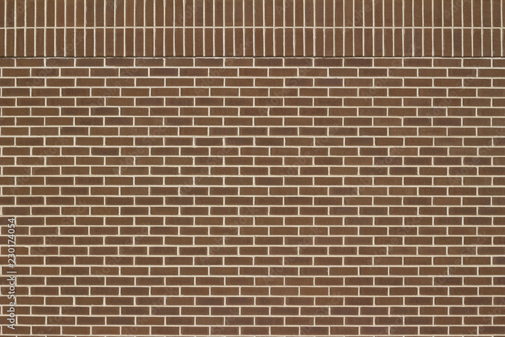 Vintage brown color brick wall background in traditional running bond ...