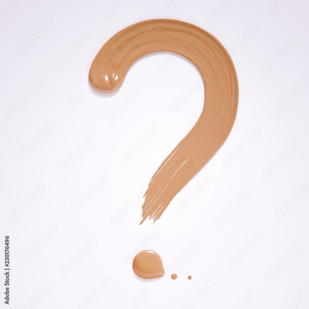 Question mark foundation skin tone smear, makeup and cosmetic idea art ...