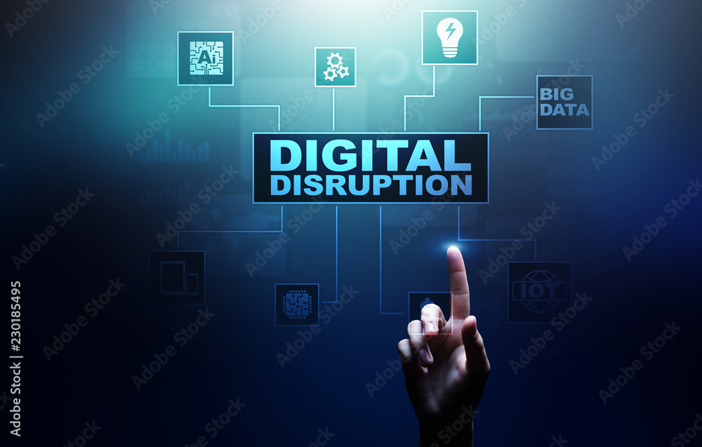 Foto de Digital Disruption. Disruptive business ideas. IOT internet of ...