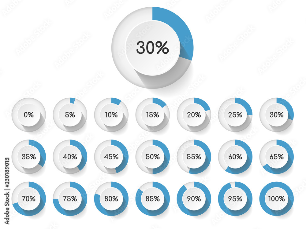 Set of circle percentage diagrams for infographics design elements ...