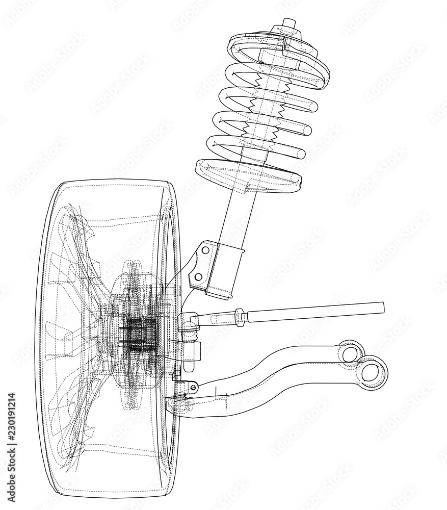 Car suspension with wheel tire and shock absorber Stock Vector | Adobe ...