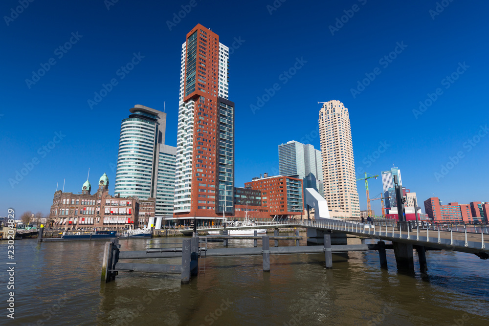 Rotterdam center with high towers along the river. Stock Photo | Adobe ...