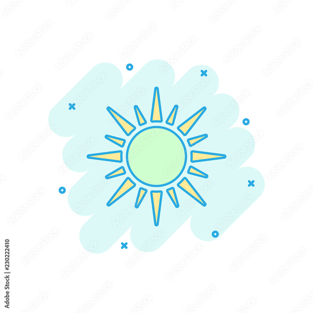 Vetor de Vector cartoon sun icon in comic style. Summer sunshine ...