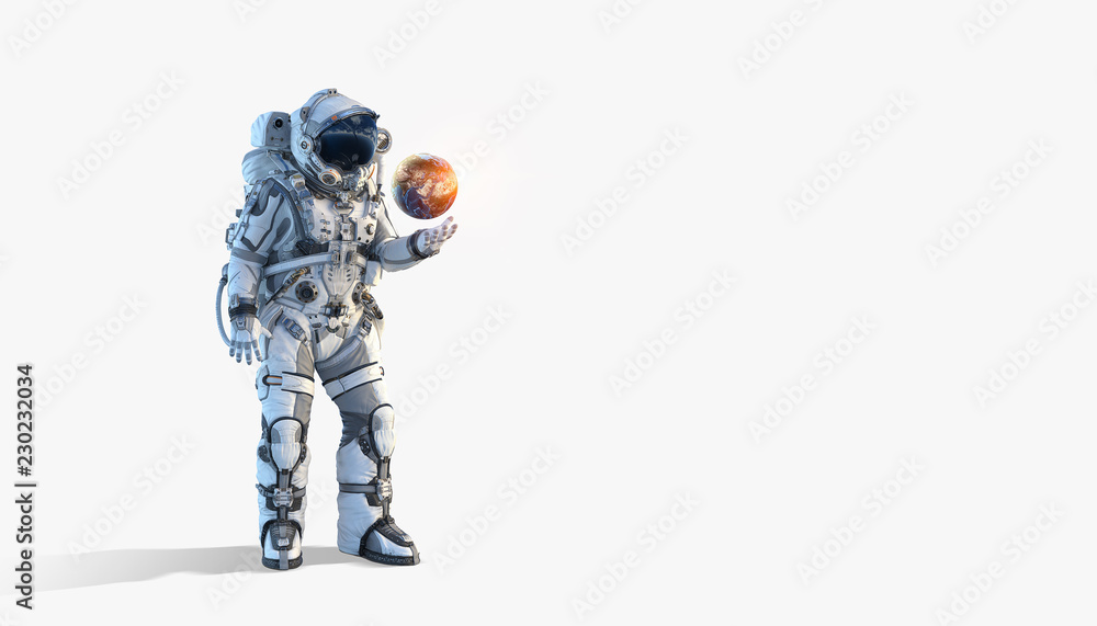Spaceman and his mission. Mixed media Stock Photo | Adobe Stock