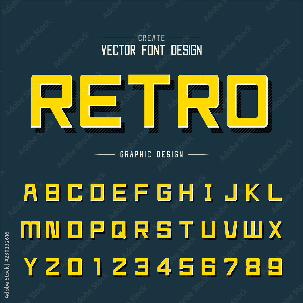 Font and alphabet vector, Style square typeface letter and number ...