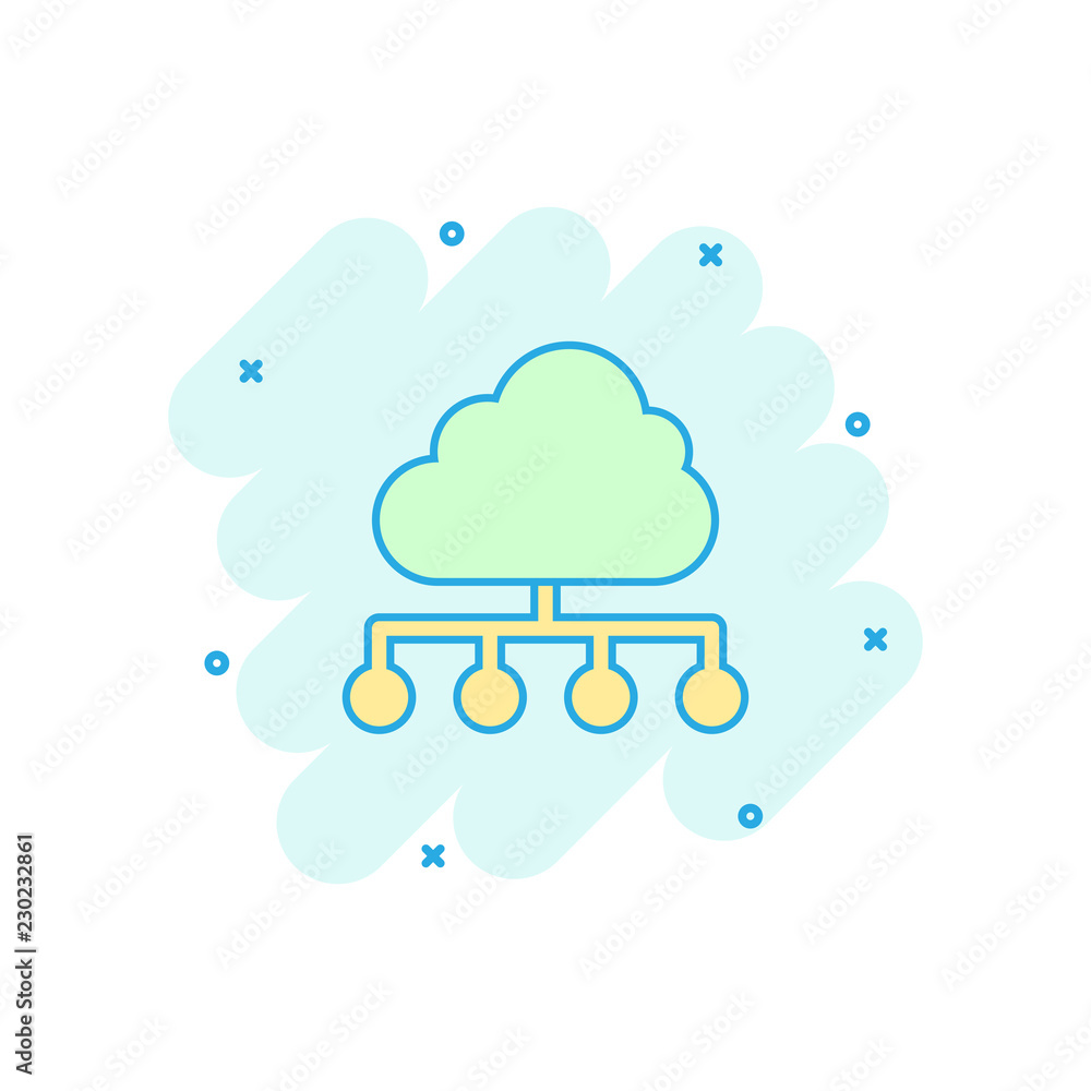 Vector cartoon cloud computing technology icon in comic style ...