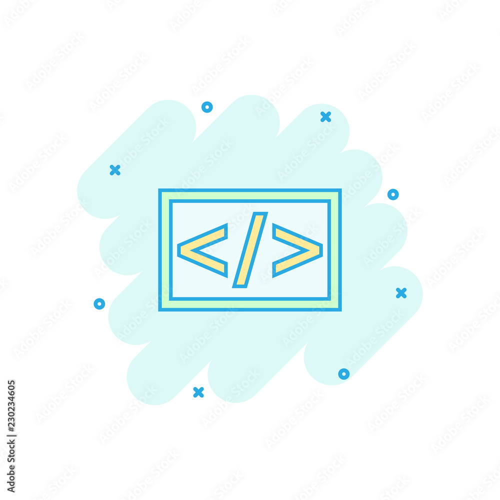 Vector cartoon open source icon in comic style. Api programming concept ...