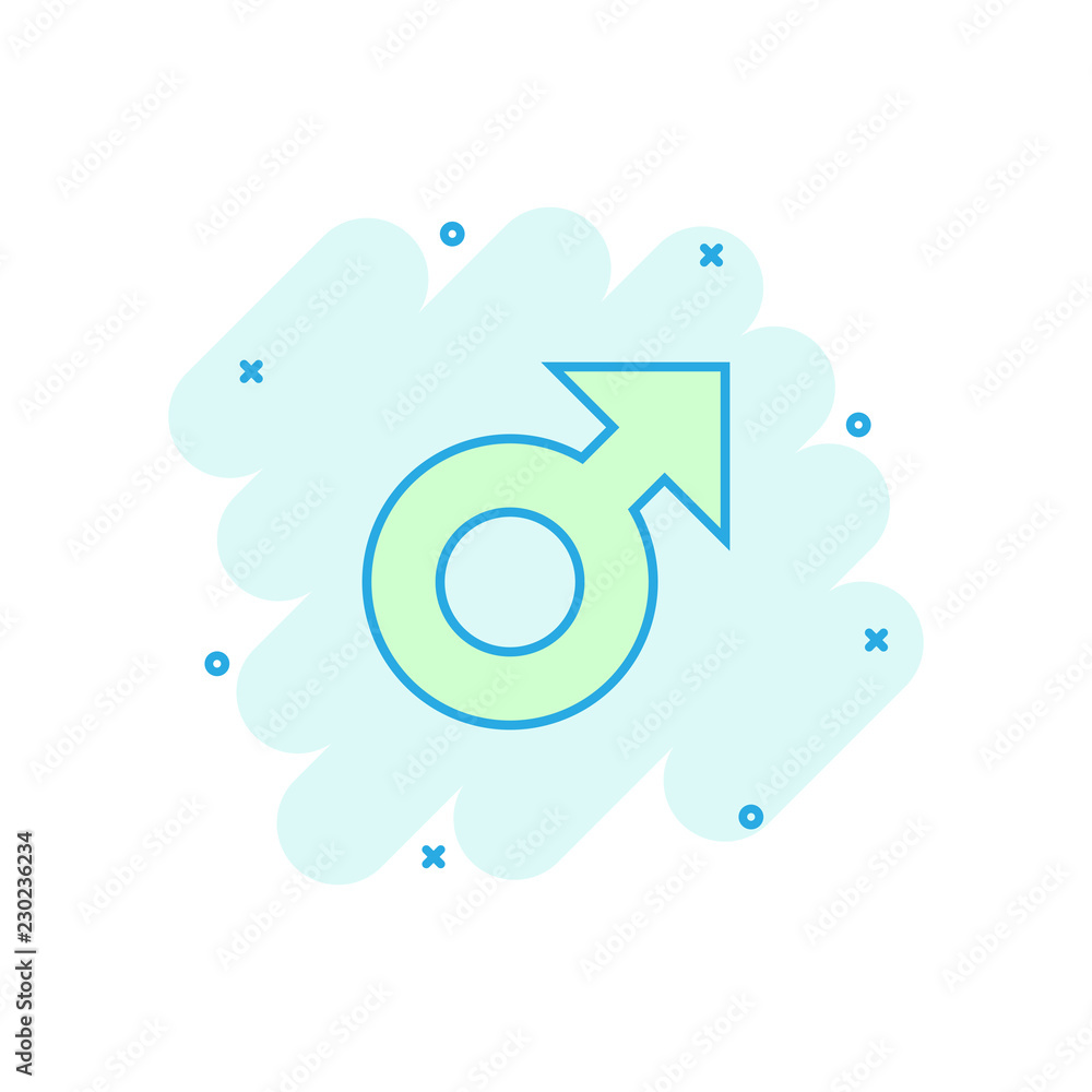 Vector Cartoon Male Sex Symbol Icon In Comic Style Men Gender Concept