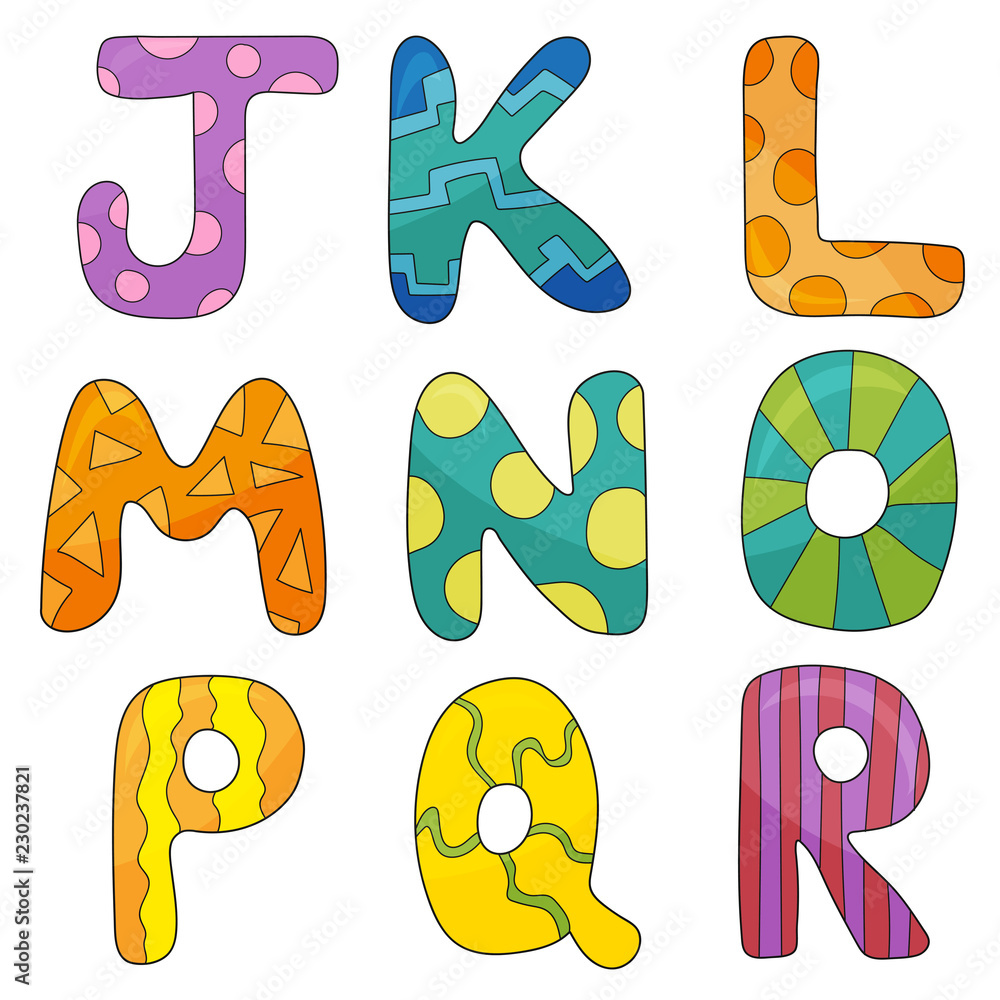 Vector cartoon set of isolated cartoon style, alphabet letters ...
