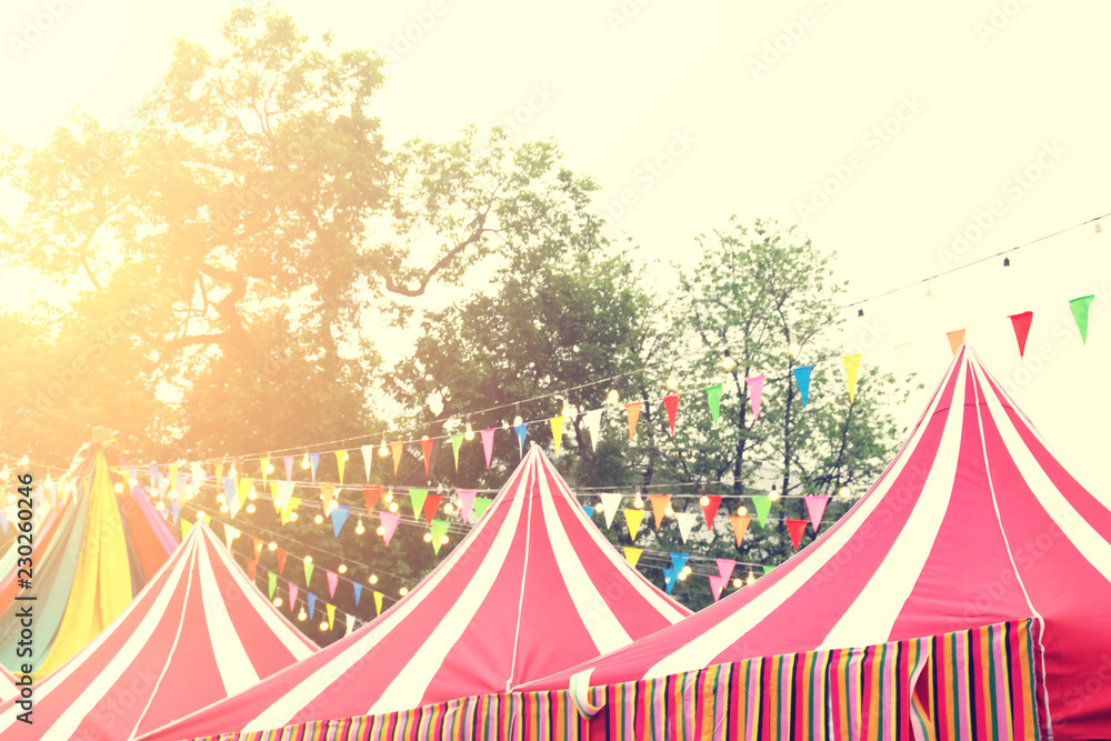 Weekend Market Festival with Colorful Decoration Retro Filter Effect ...