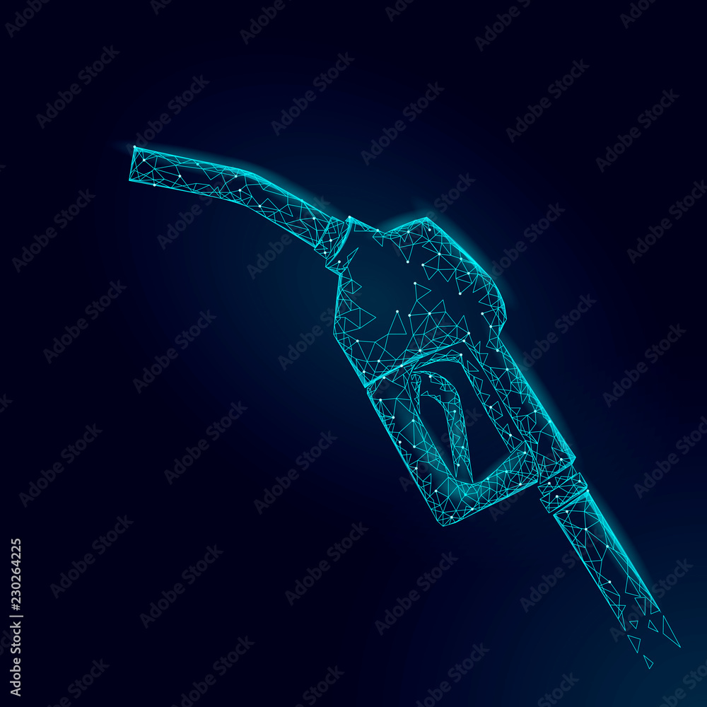 Refueling gas gun dispenser low poly. Polygonal dark blue petrol device ...