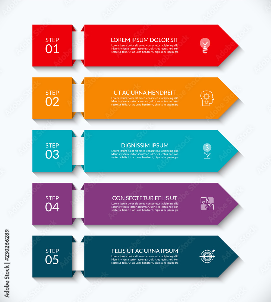Business infographic arrow template with 5 options. Can be used for ...