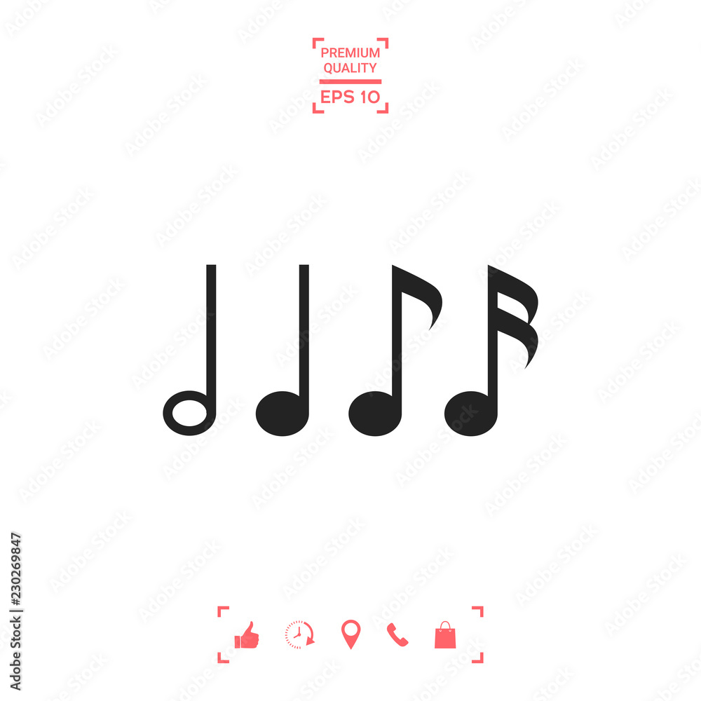 Stockvector Symbol of Music, notes. Sixteenth note, Eighth note ...