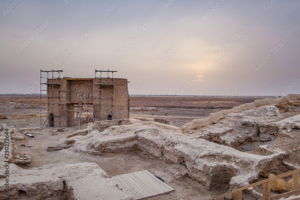 The ancient city of Otrar in Kazakhstan. Excavations of the ancient ...