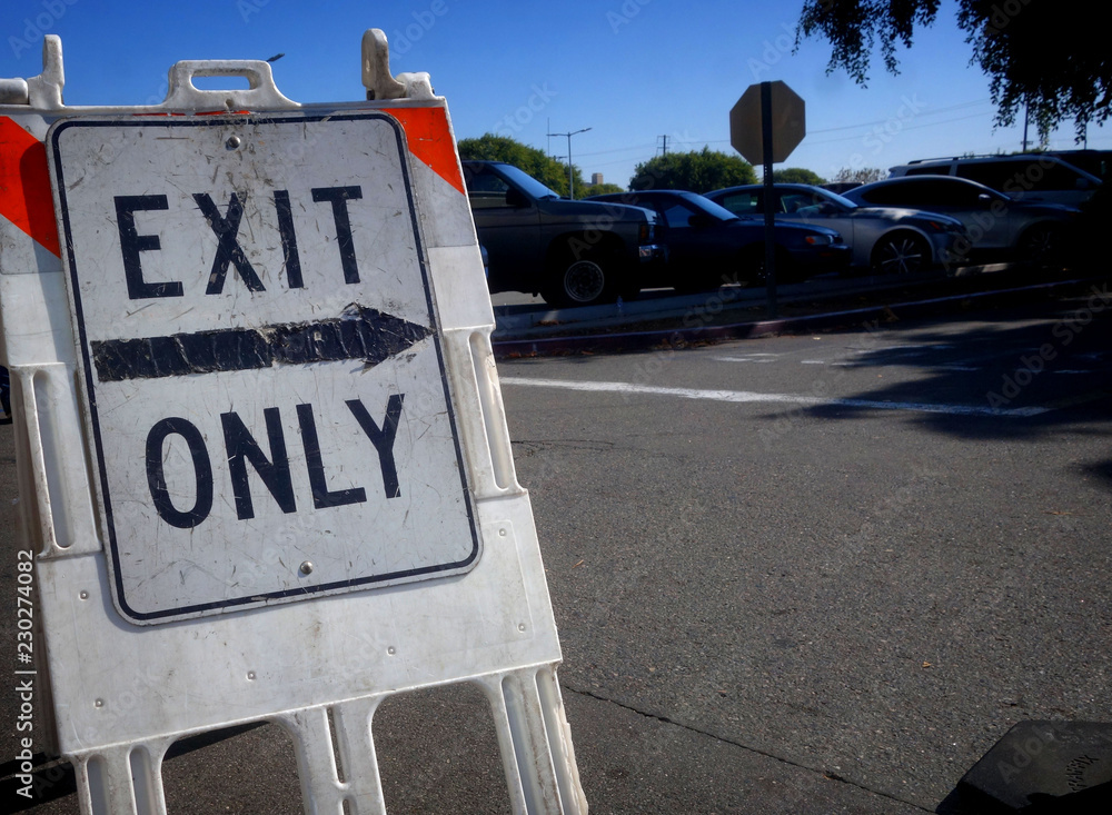 exit only sign with arrow Stock Photo | Adobe Stock
