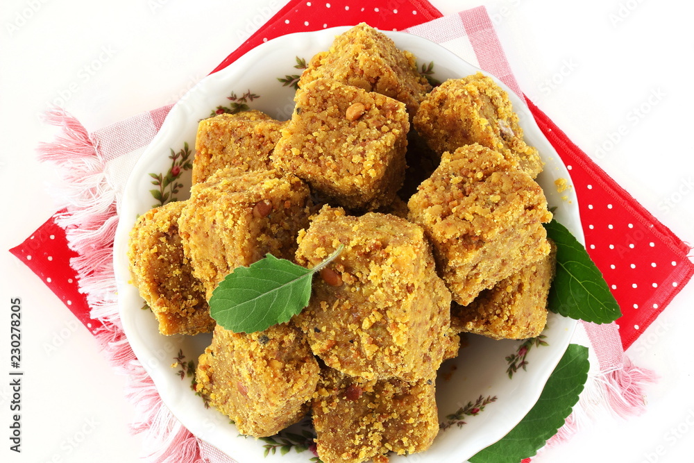 traditional indian gujarati sweet food mohanthal Stock Photo | Adobe Stock