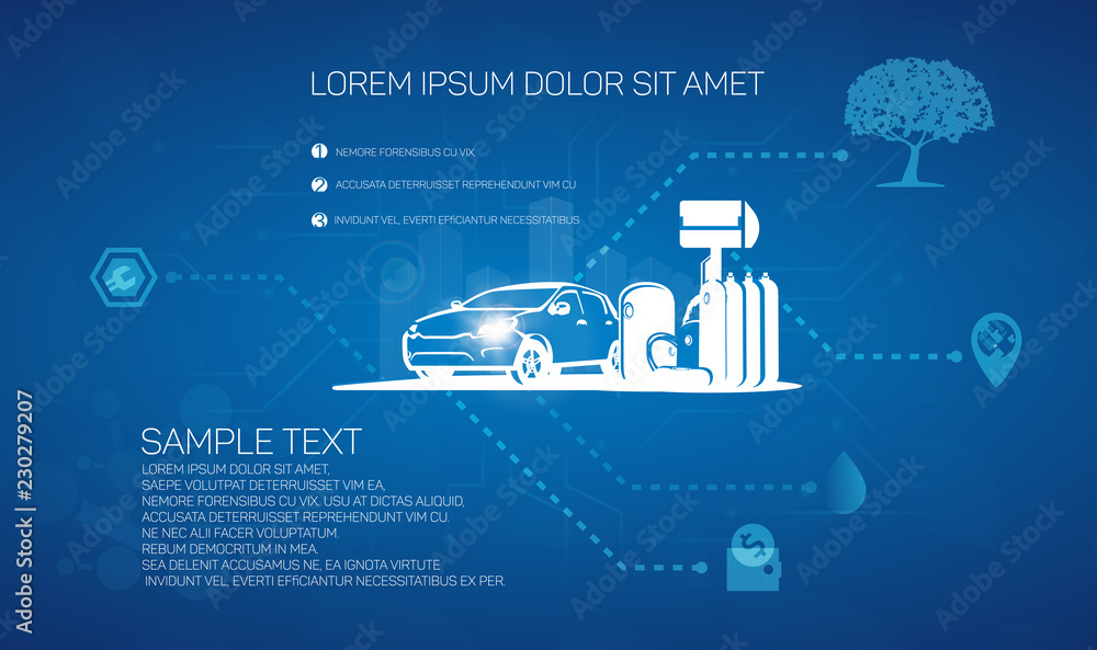 Car fueled by liquefied gas infographics. Stock Vector | Adobe Stock