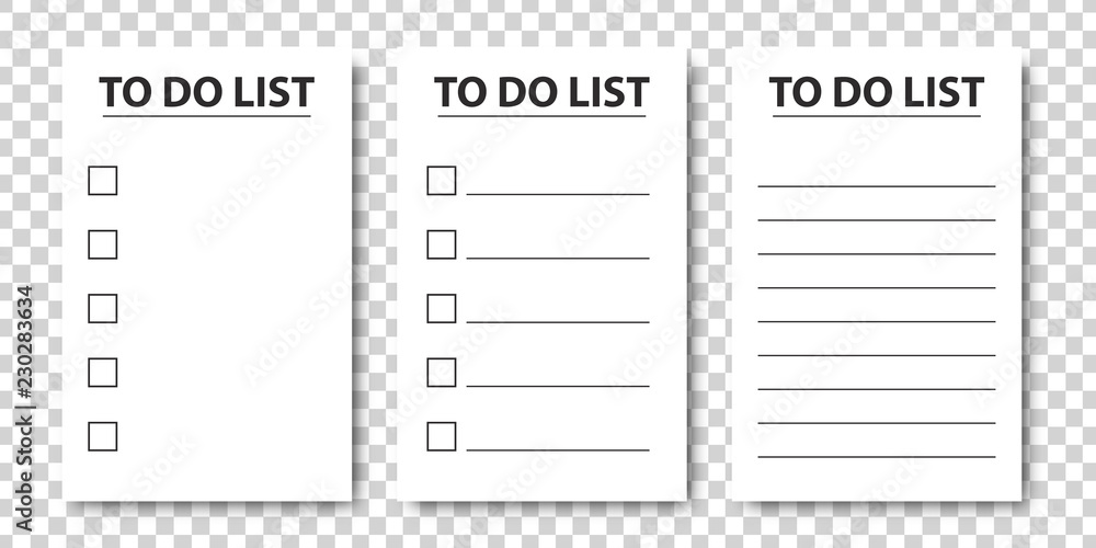 Vector set of realistic isolated To Do List for template decoration and ...