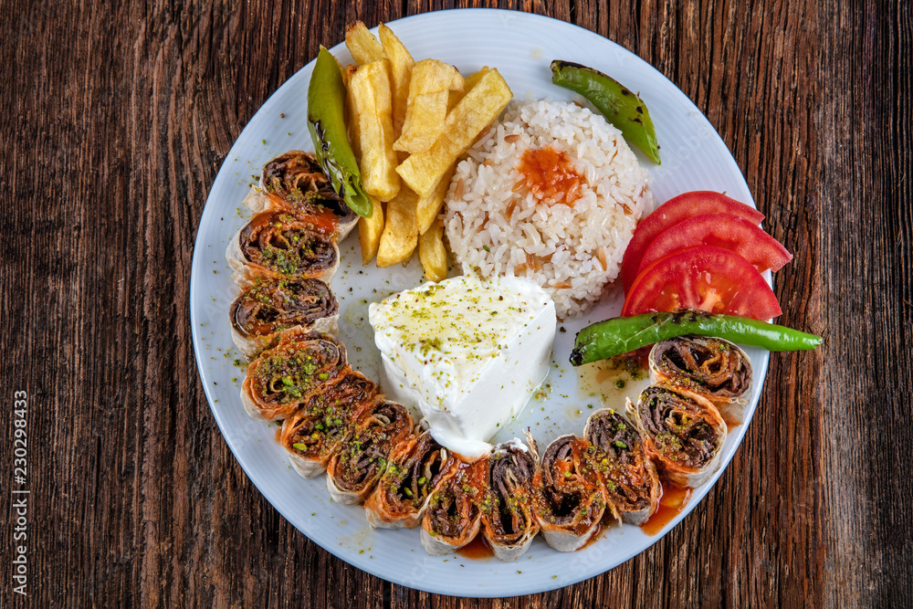 Beyti Kebab Turkish cuisine Stock Photo | Adobe Stock