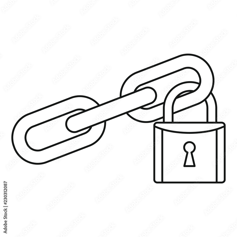 Secured lock icon. Outline illustration of secured lock vector icon for ...