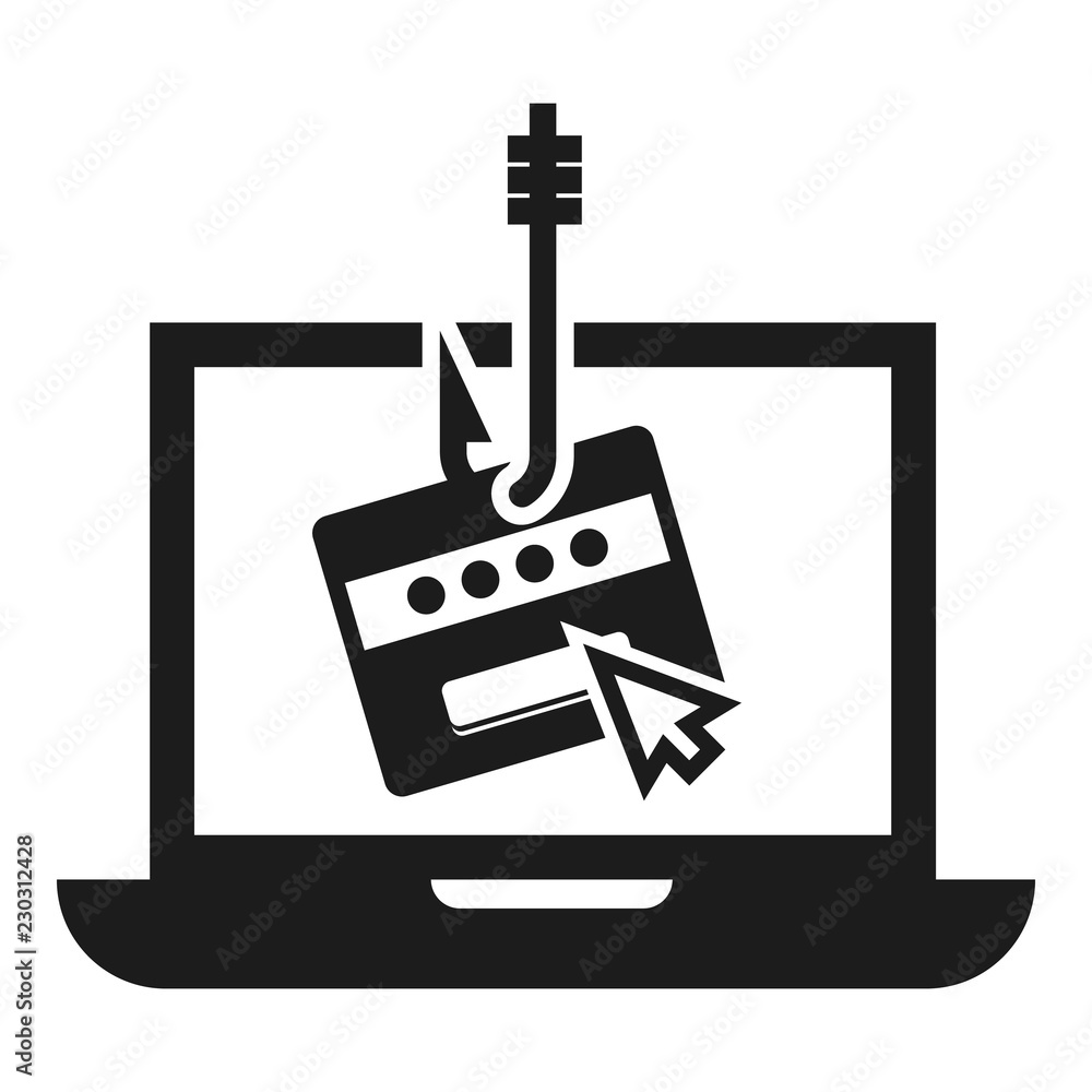 Laptop phishing icon. Simple illustration of laptop phishing vector ...