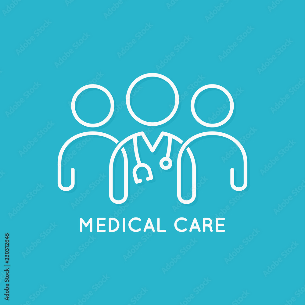 doctor team icon line medical concept on blue background Stock Vector ...