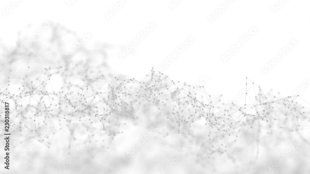 Abstract white futuristic background. White background. connecting dots ...