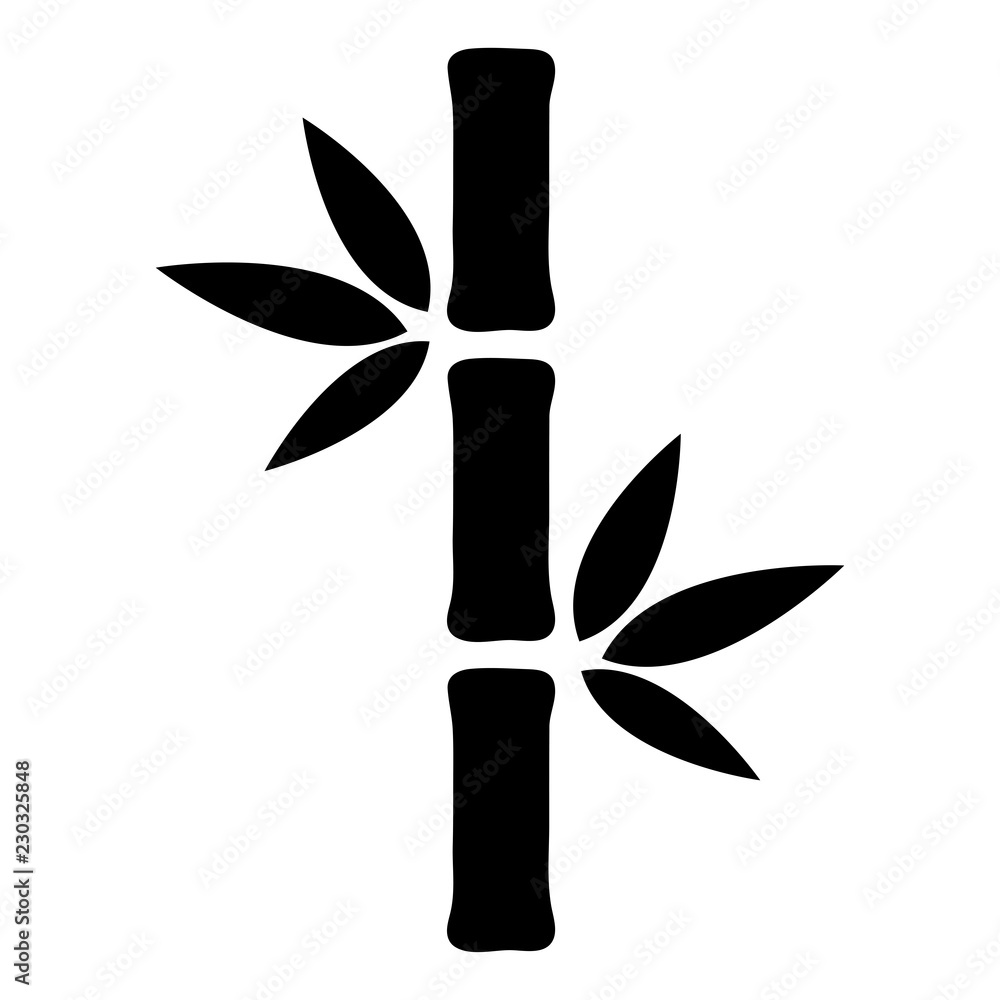 Minimalist, flat bamboo icon. Black silhouette. Isolated on white Stock ...