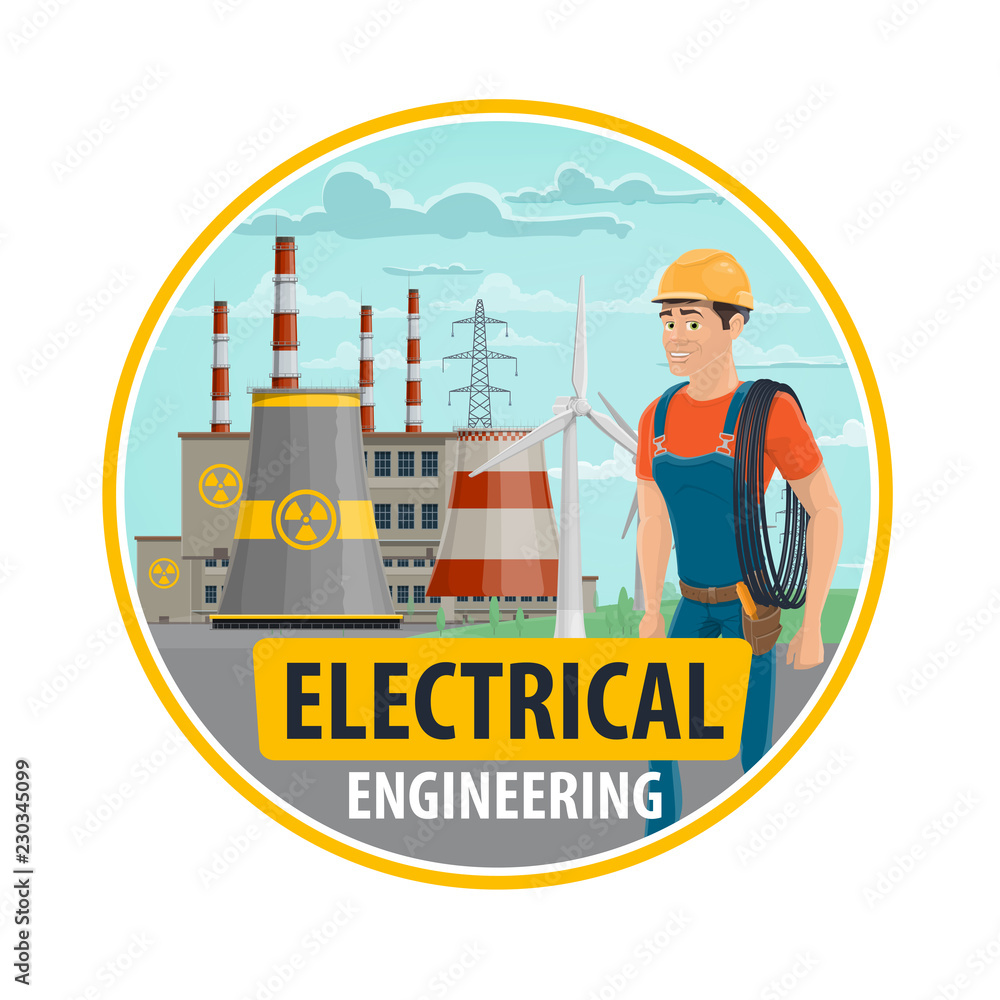 Electrical energy power engineering vector poster Stock Vector | Adobe ...