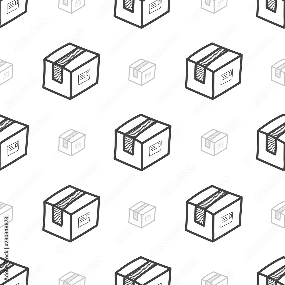 Box doodle draw by hand is seamless pattern background. Vector ...