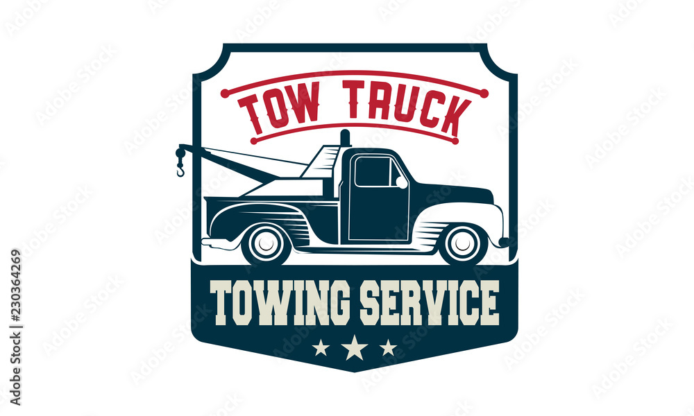 Vintage car tow truck emblems, labels and design elements Stock Vector ...