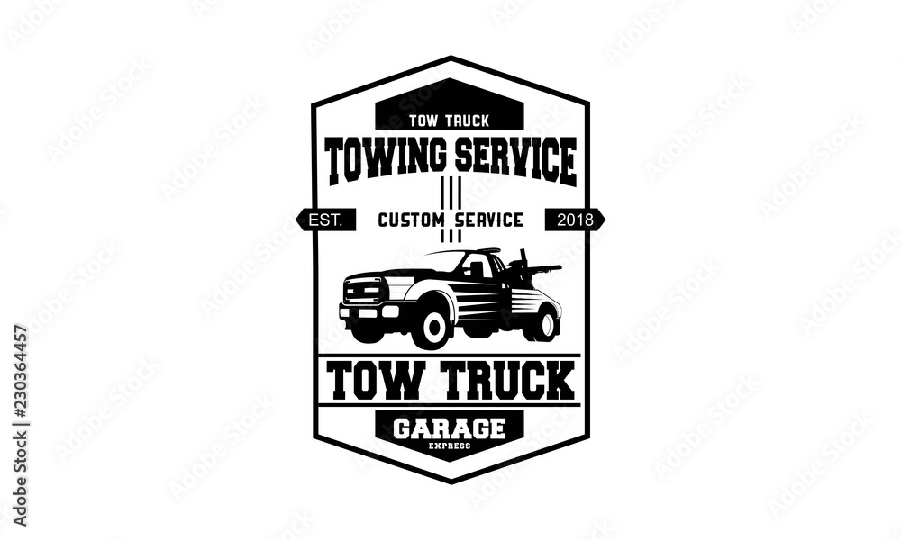 Vintage car tow truck emblems, labels and design elements Stock Vector ...