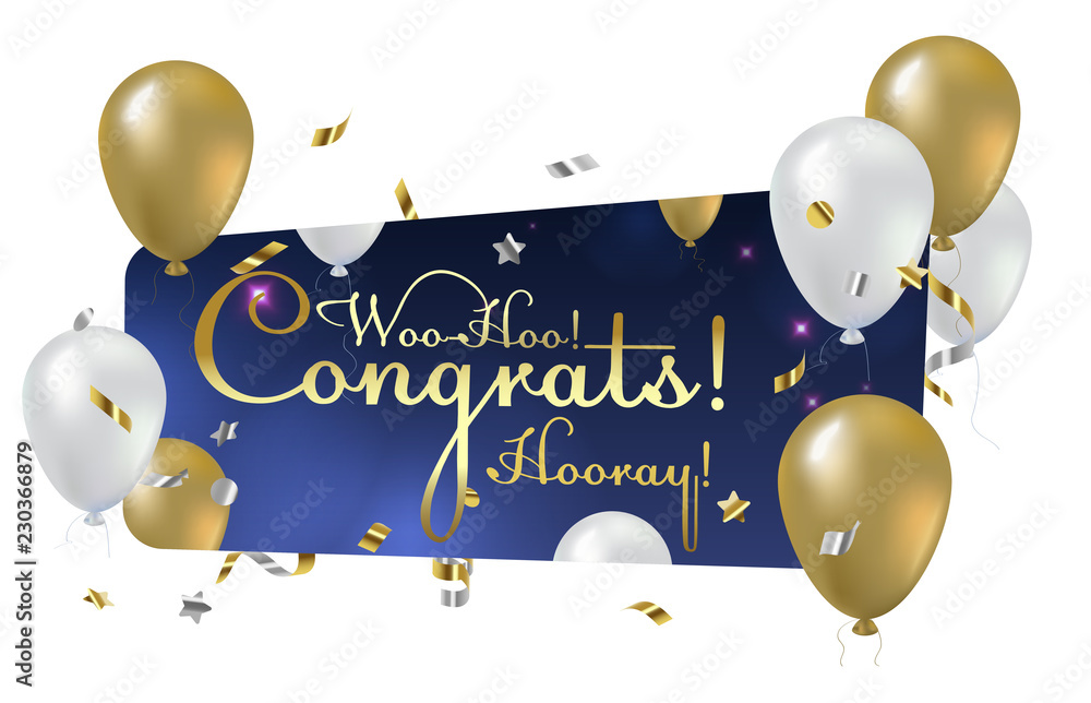 Congratulations vector illustration. Happy Birthday! You are invited to ...