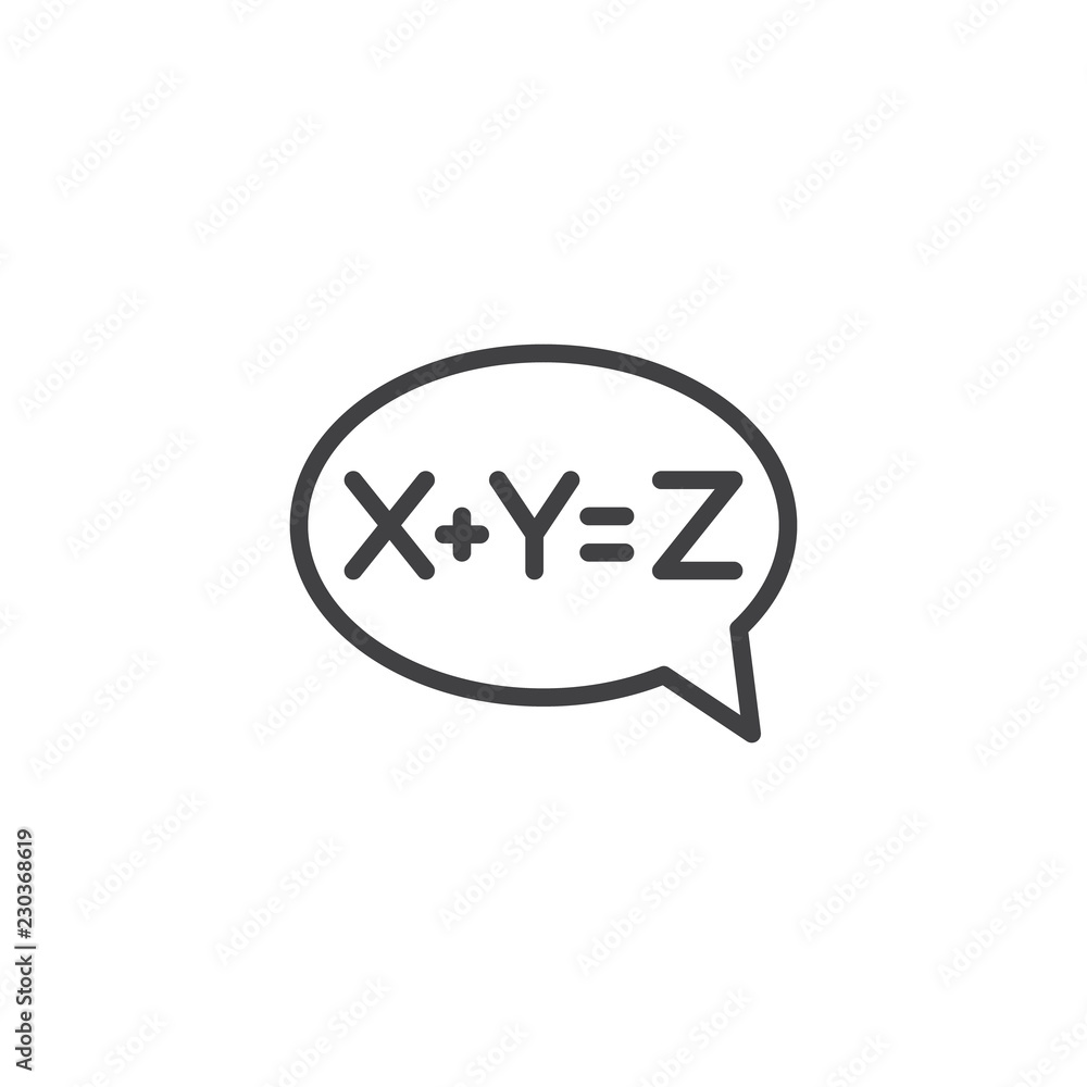 Vecteur Stock Equation solution bubble outline icon. linear style sign ...