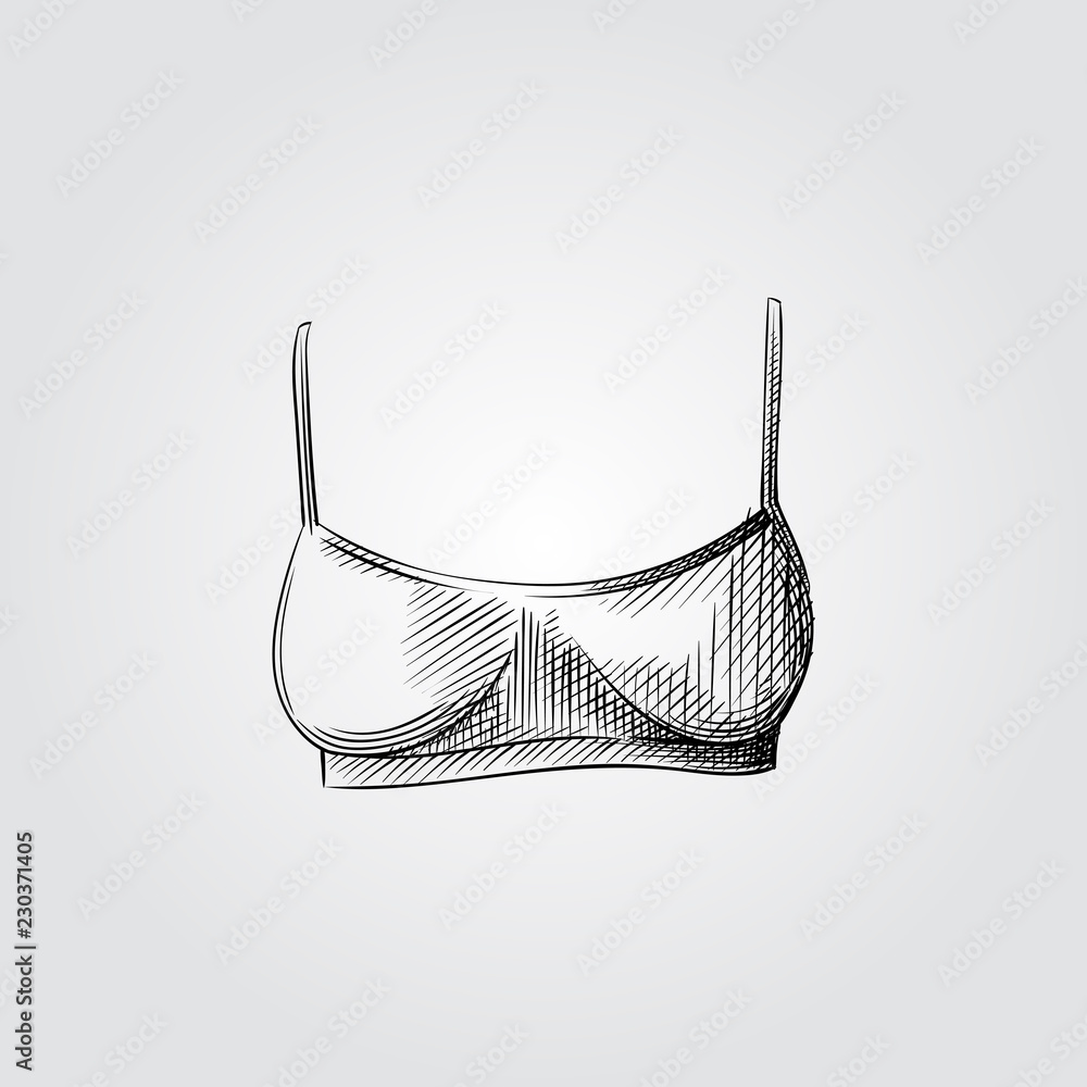 Hand Drawn Women's Bra Sketch Symbol isolated on white background ...