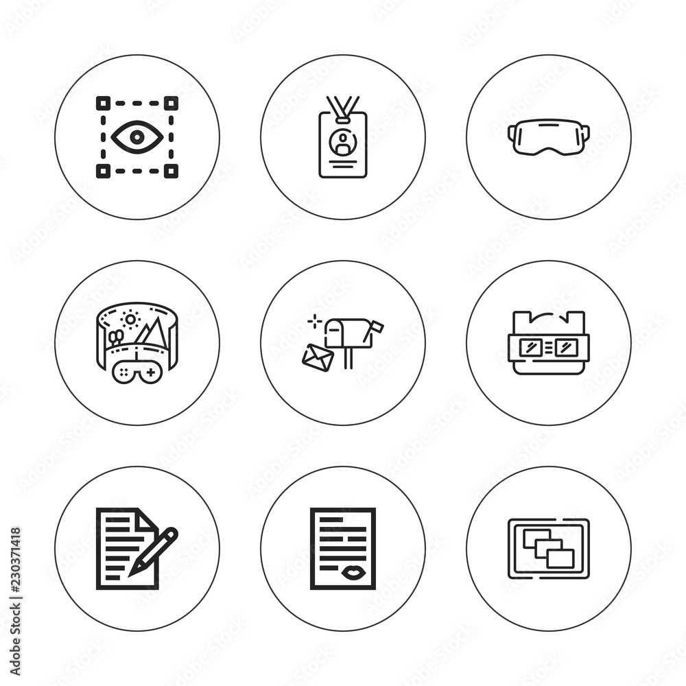 Collection of 9 outline visual icons Stock Vector | Adobe Stock
