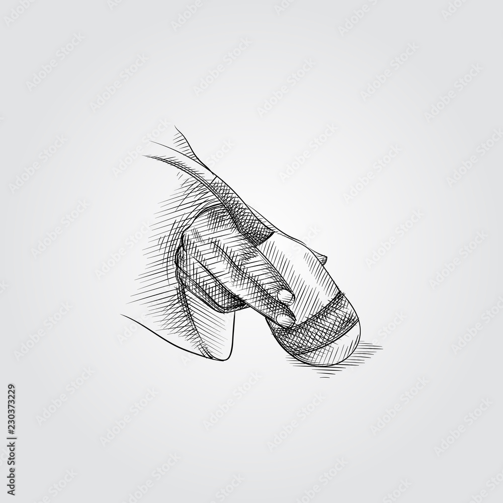 Hand Drawn Ultrasound scanner in the hand Sketch Symbol isolated on ...