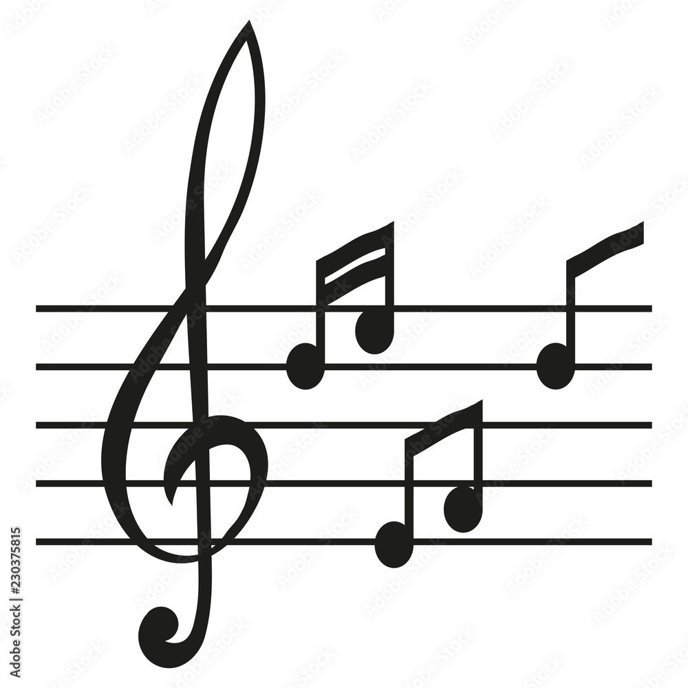 Plakat prosty symbol nutka, koncepcja klucz wiolinowy, nuty z klucz ...