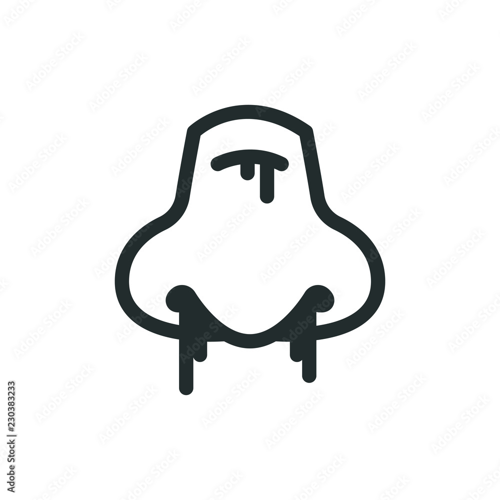 Broken Nose Nosebleed Flat Line Stroke Icon Pictogram Stock Vector ...