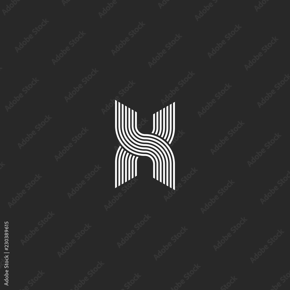 Monogram logo X letter initial, intersection smooth lines geometric ...