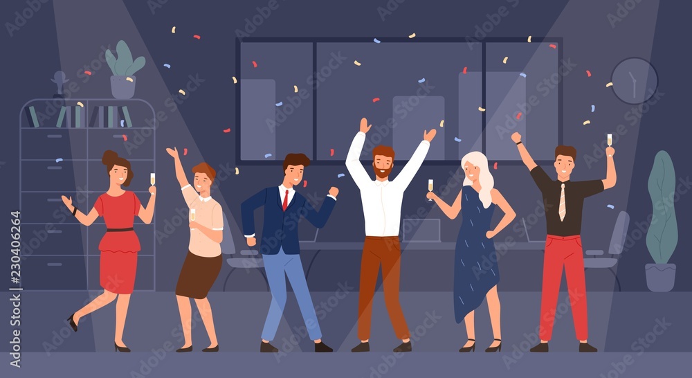 Joyful managers or colleagues celebrating holiday together. Happy men ...