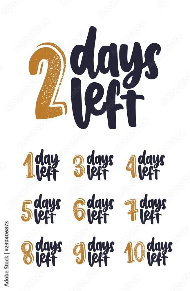 Vecteur Stock Bundle of handwritten lettering with number of days ...