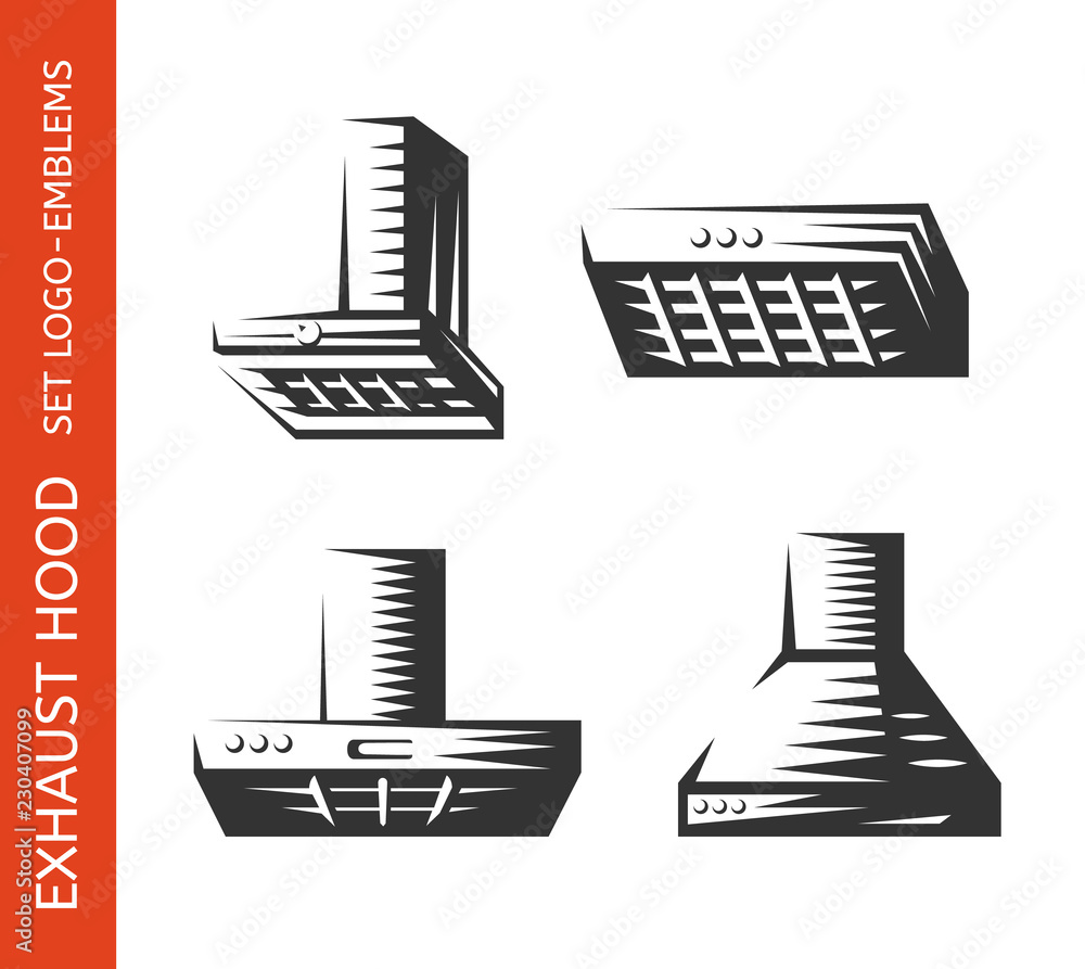Exhaust hood logo set - extract emblem design on white background ...