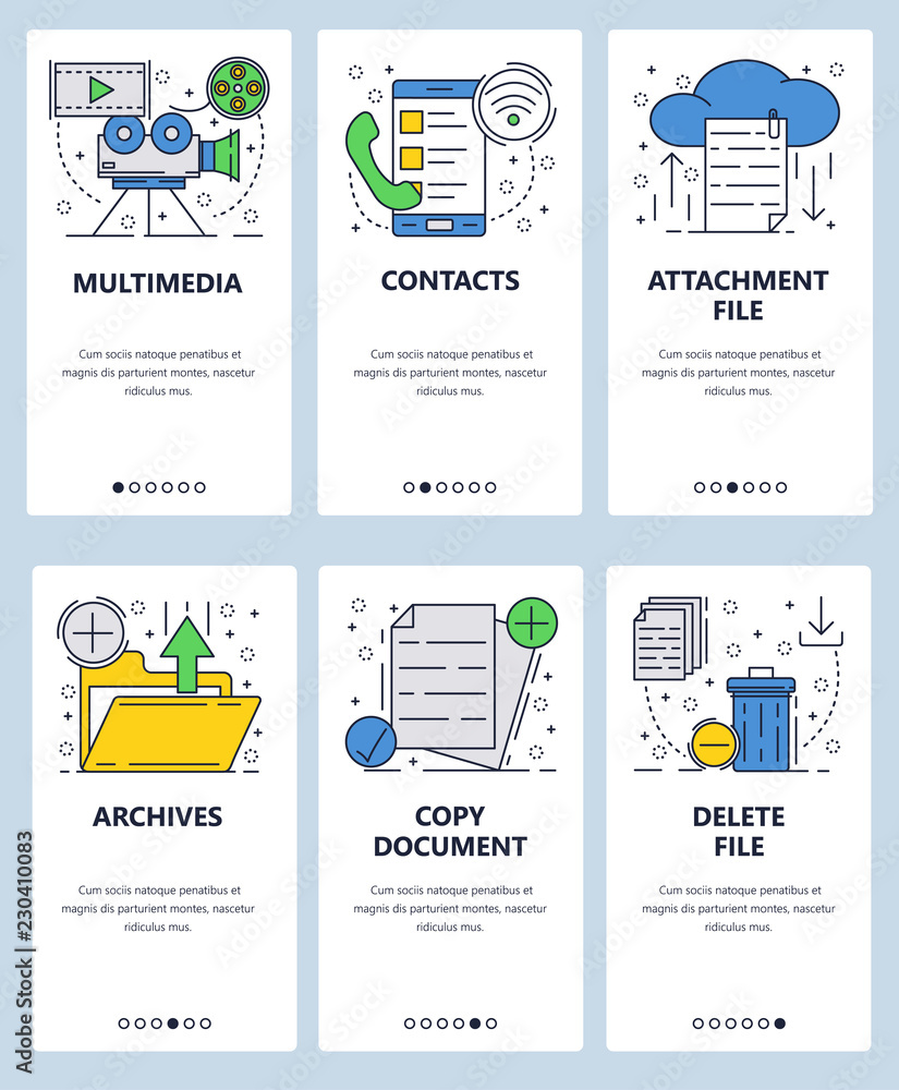 Vettoriale Stock Vector Web Site Linear Art Onboarding Screens Template Computer And Email