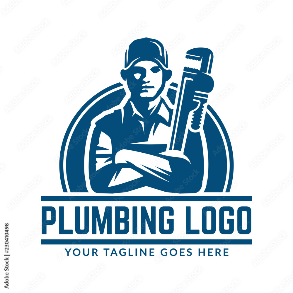 Plumbing logo template, easy to customize Stock Vector | Adobe Stock