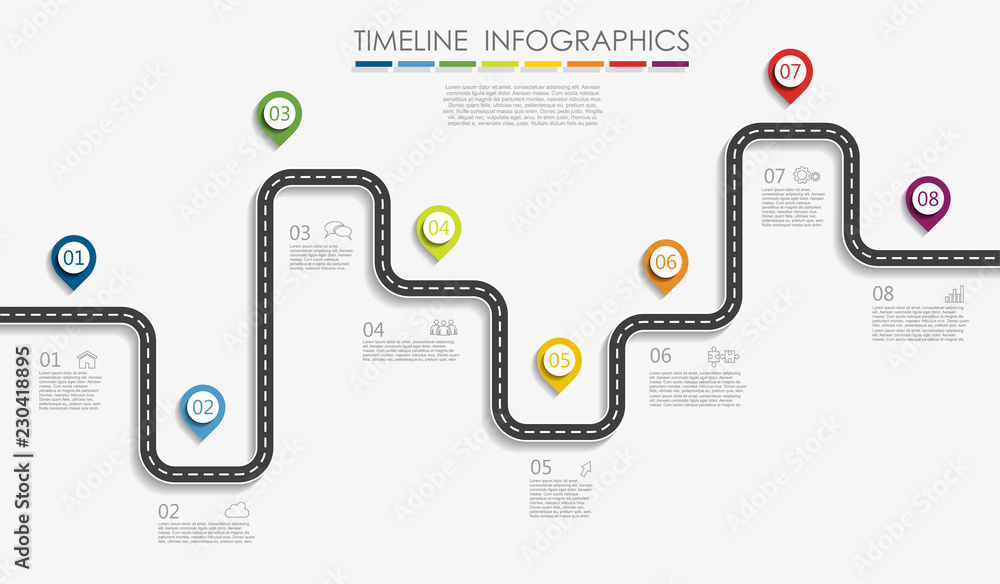 Navigation roadmap infographic timeline concept with place for your ...
