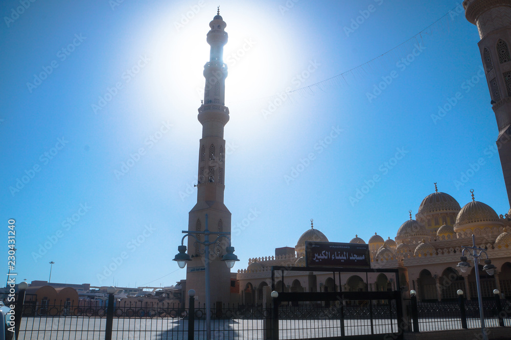 Beautiful mosque in the sun. The shrine of the Muslim world. Stock ...