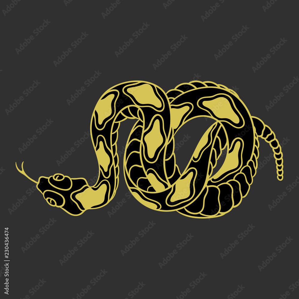 Rattlesnake hand drawn vector illustration. Good for posters, stickers ...